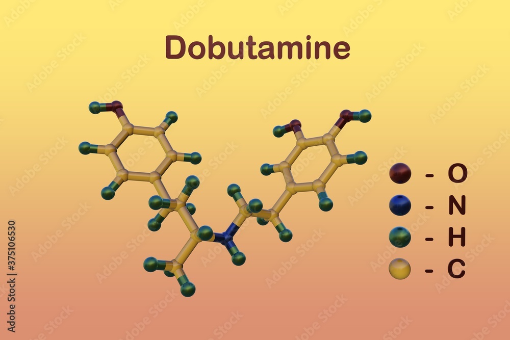 Molecular structure of dobutamine, a medication used in the treatment ...
