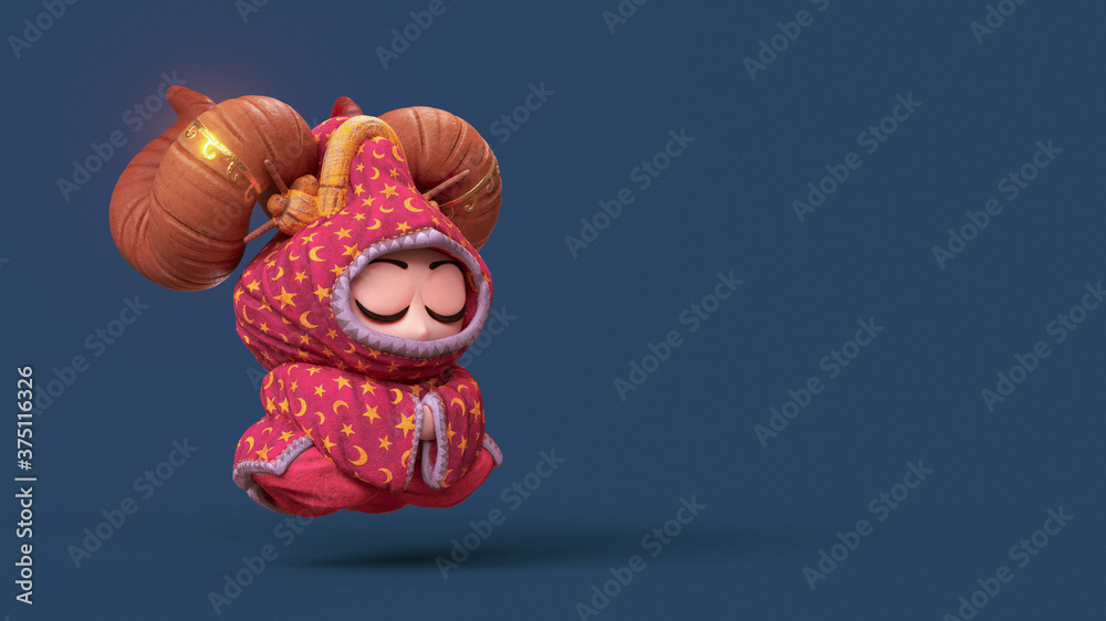 Kawaii chibi faun wizard girl floating in the air with legs crossed ...