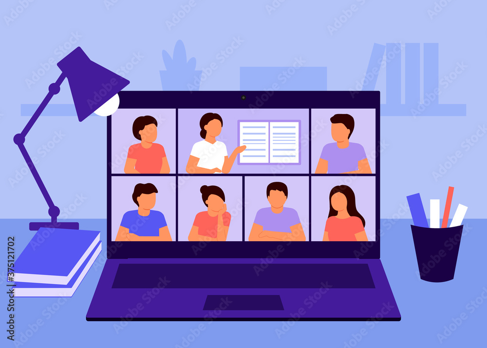 Online education and distance learning at home concept. Laptop video ...