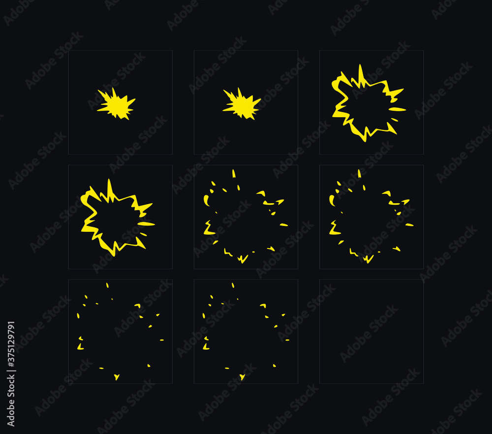 Blast explosion animation. Smoke effect sprites sheet for games ...