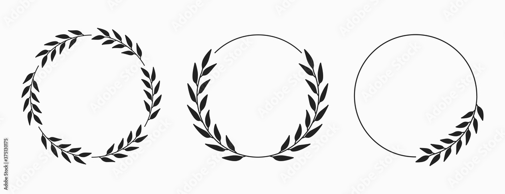 Set of laurel wreath circle borders. Decorative vector elements. Stock ...