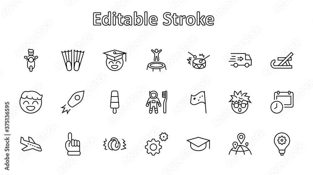 International World Day of Children's Inventions Set Line Vector Icon ...