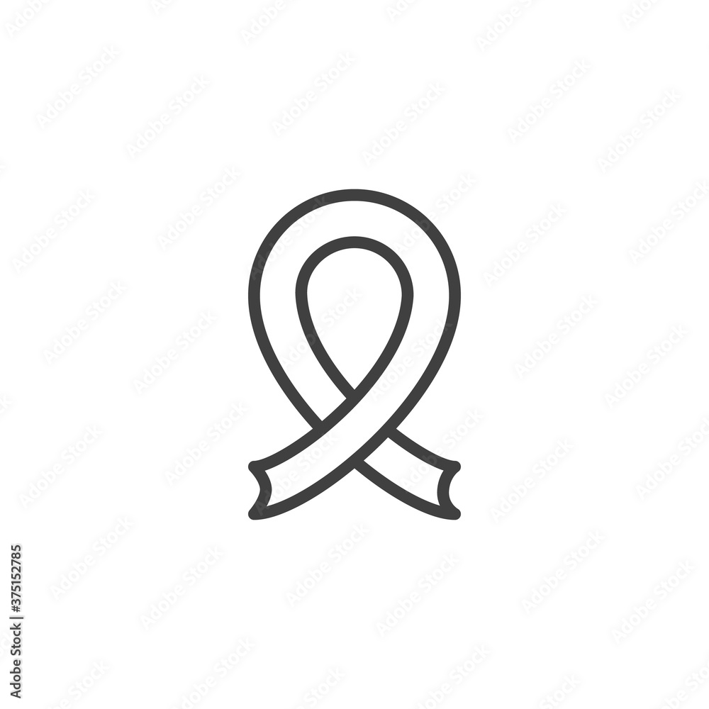 Cancer ribbon line icon. linear style sign for mobile concept and web ...