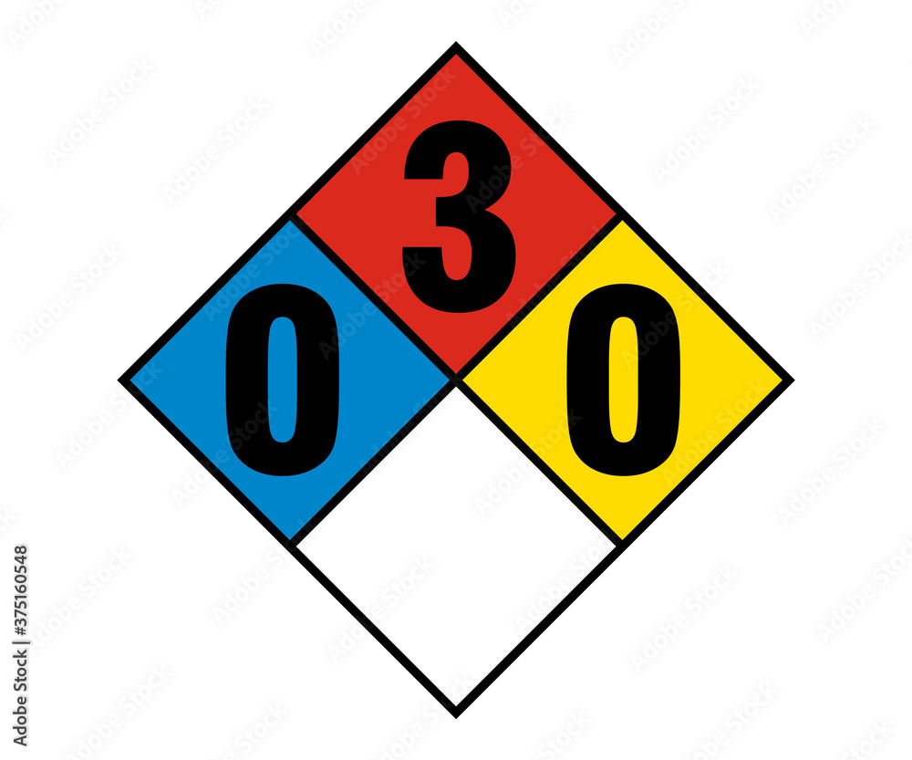 NFPA Diamond 0-3-0, Chemical safety sign vector, NFPA Diamonds sign ...