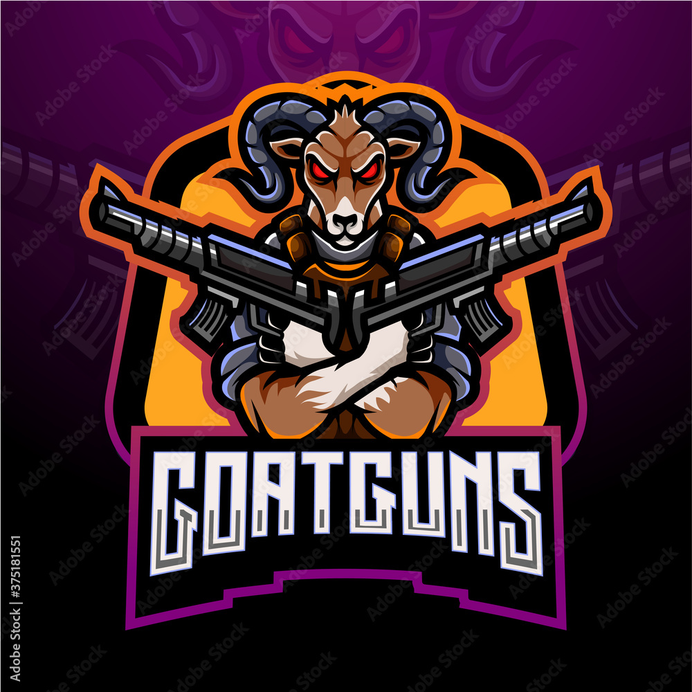 Goat guns esport mascot logo design Stock Vector | Adobe Stock
