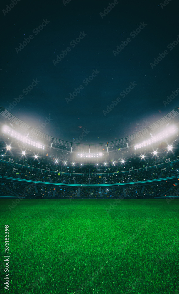 Grand stadium full of spectators expecting an evening match on the ...