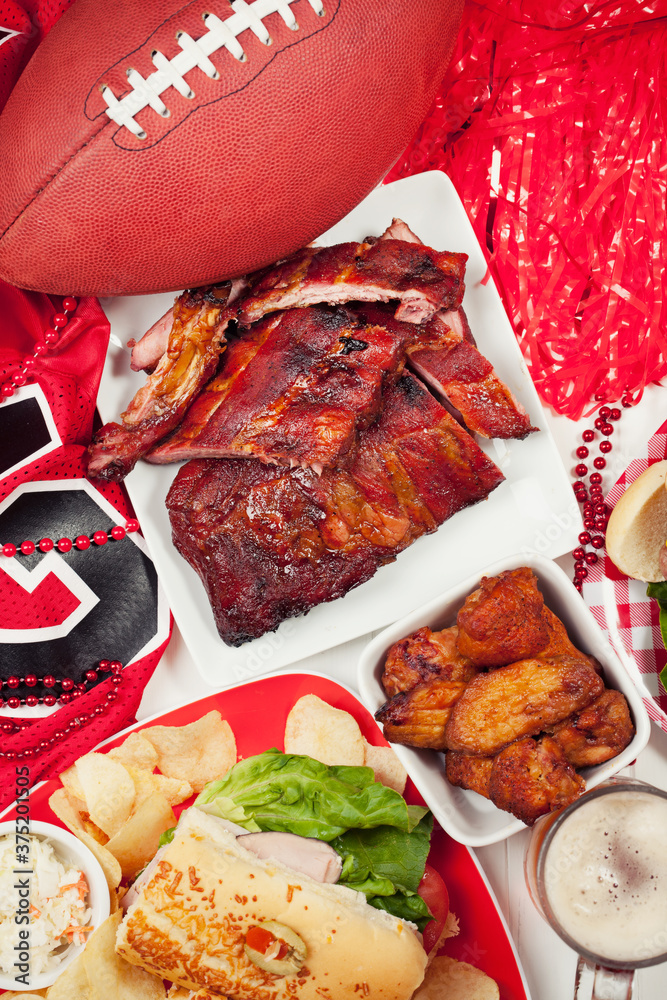 Football: Table of Tailgate Party Food Stock Photo | Adobe Stock