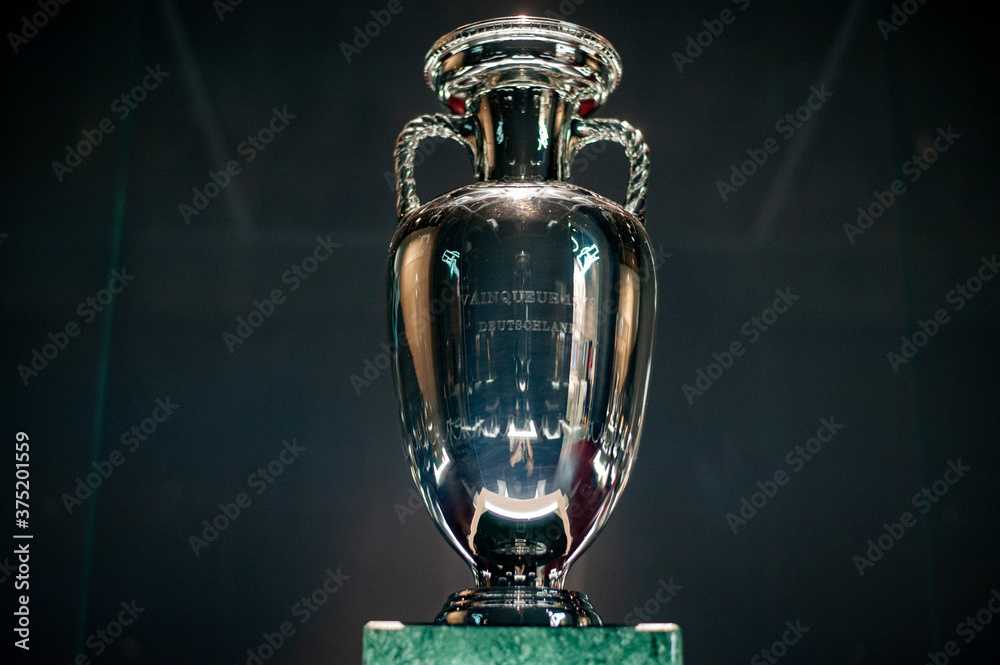 Euro Cup in German football museum. Trophy of European football ...