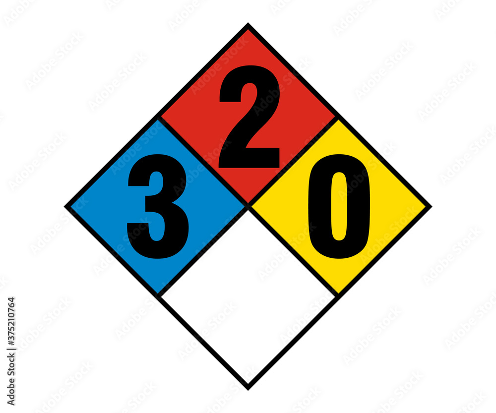 NFPA Diamond 3-2-0, Chemical safety sign vector, NFPA Diamonds sign ...