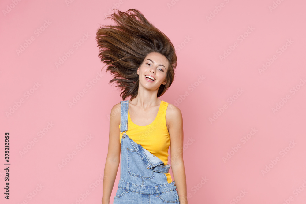 Cheerful funny laughing young woman female girl 20s wearing casual ...
