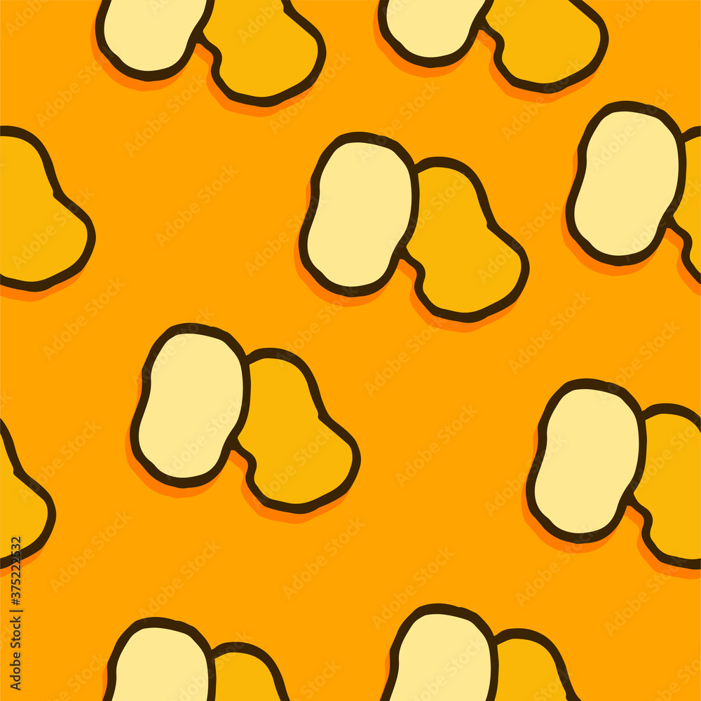 Seamless pattern woth potato on orange background. Modern scribble for ...