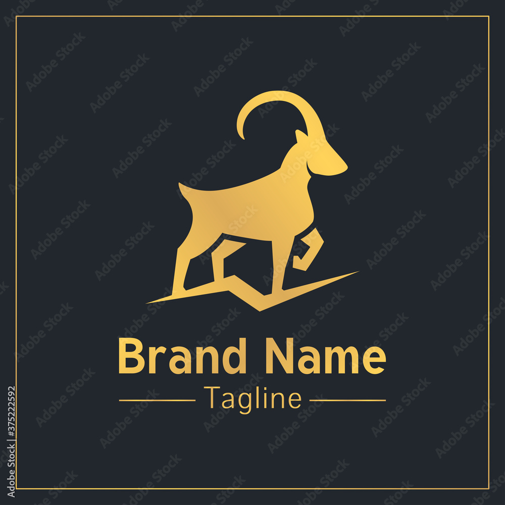 Ibex golden masculine logo design template Stock Vector | Adobe Stock