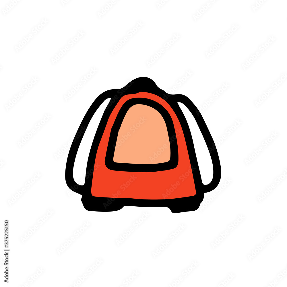 Hand drawn backpack vector illustration. Simple sketch trendy red ...