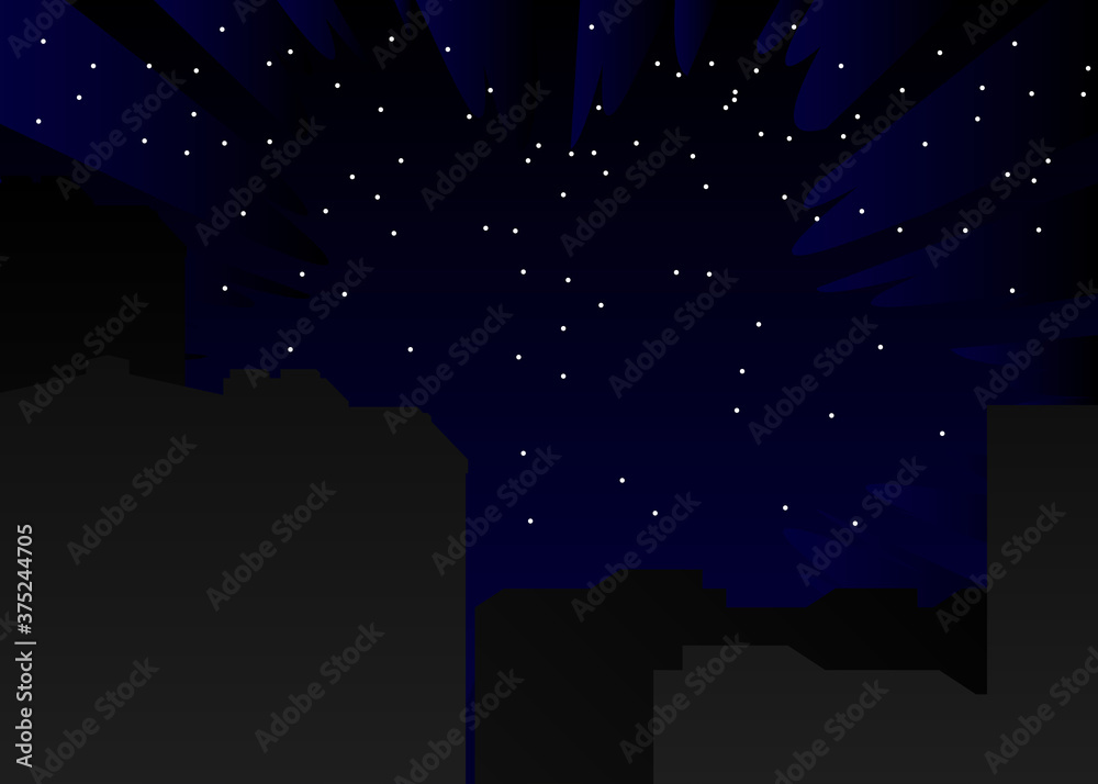 Comic book, Graphic novel Style Cartoon Night in the City with tall ...