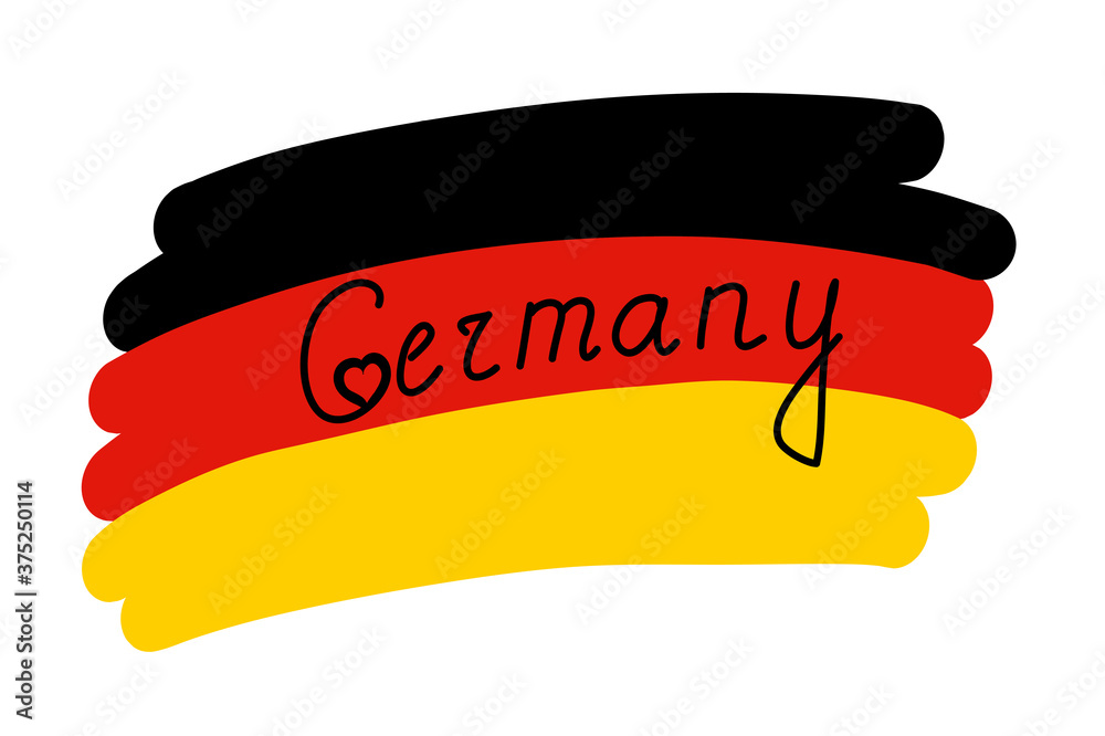 Flag of Germany, stylized vector illustration with freehand text ...