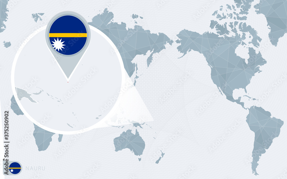 Pacific Centered World map with magnified Nauru. Flag and map of Nauru ...