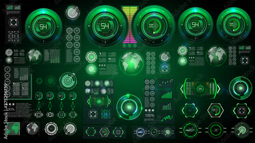 HUD, UI, GUI futuristic user interface screen elements set. High tech ...