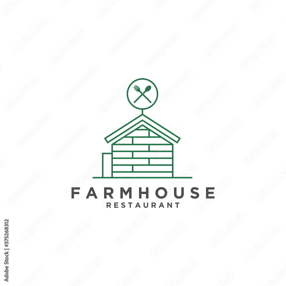 Cutlery /wooden house/farm house for restaurant logo design Stock ...