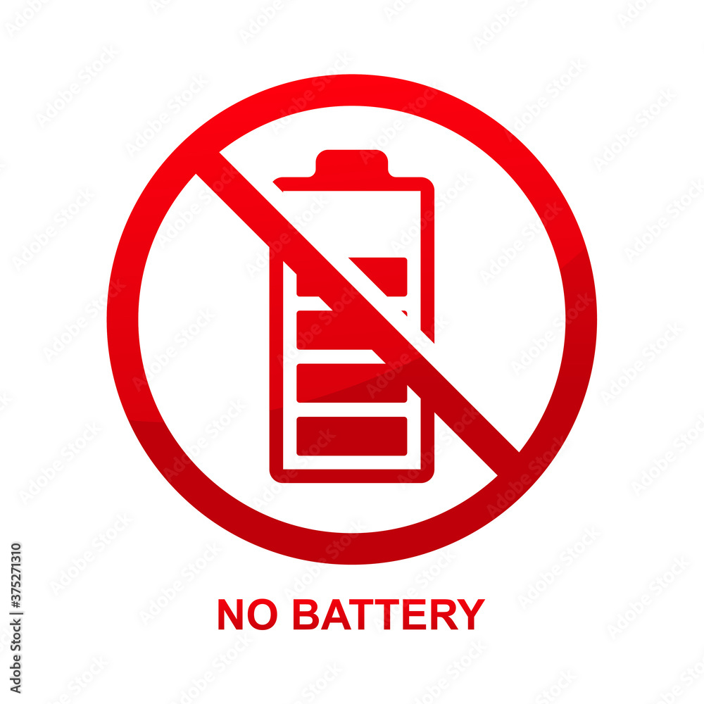 No battery sign isolated on white background vector illustration. Stock ...
