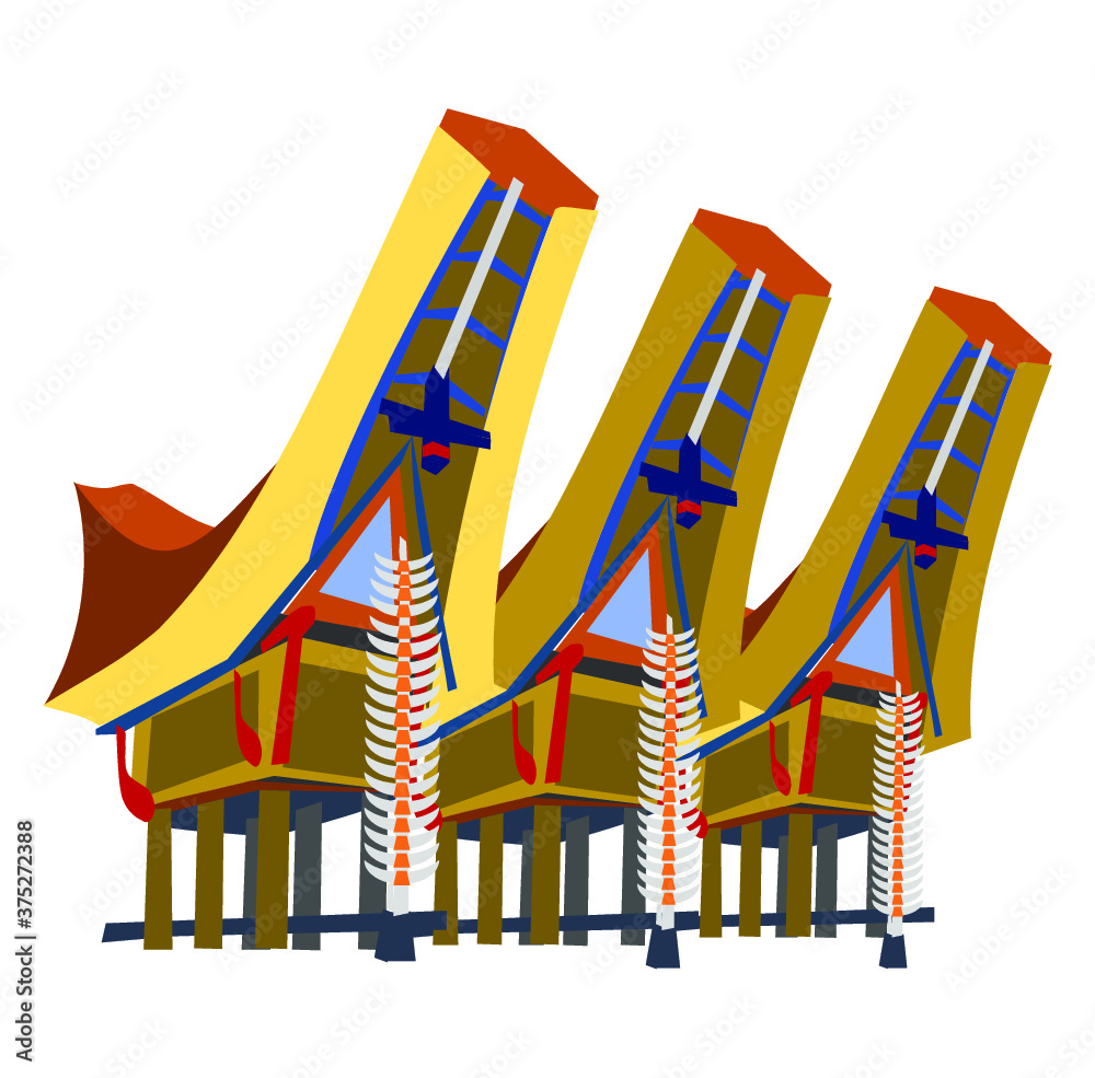 vector illustration of a building toraja indonesia tradisional home ...