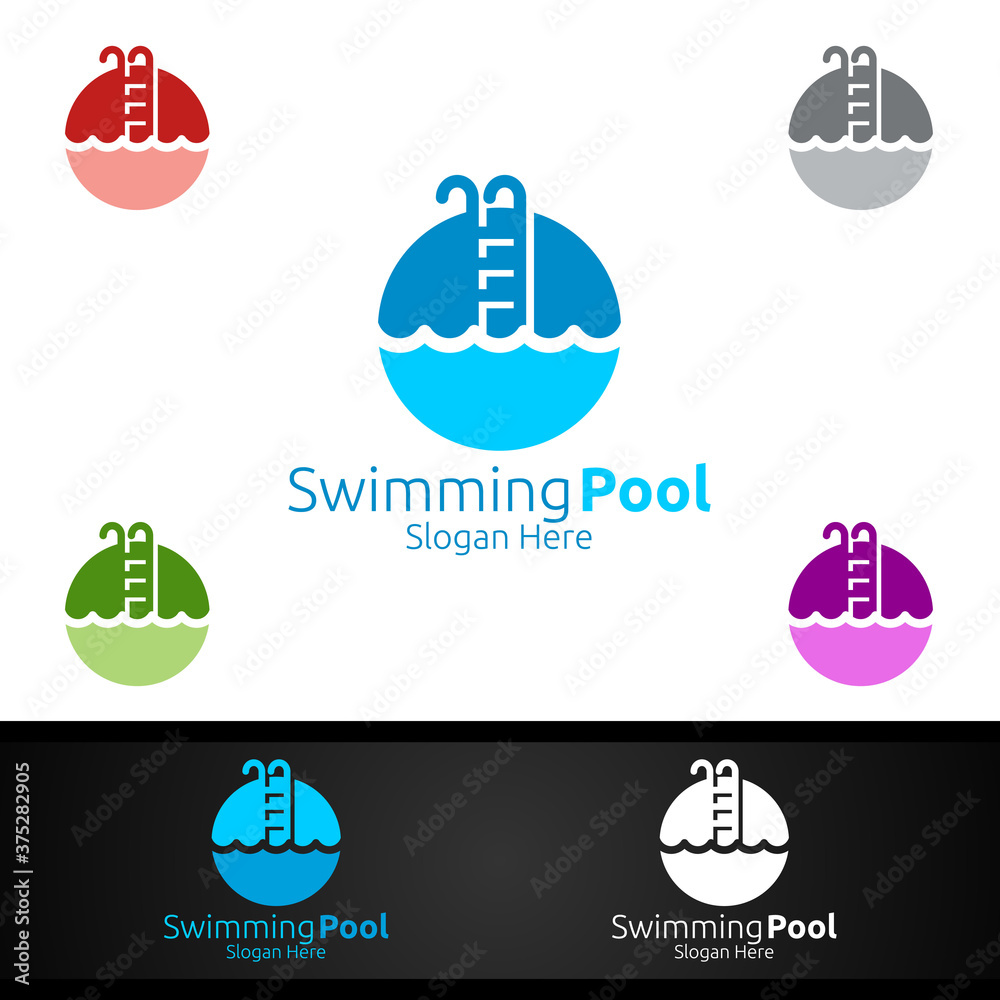 Swimming Pool Service Logo with Cleaning Pool and Maintenance Concept ...