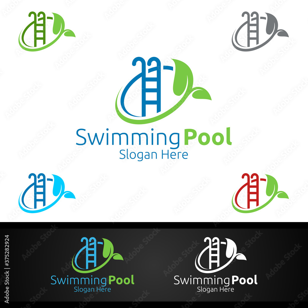 Eco Swimming Pool Service Logo with Cleaning Pool and Maintenance ...