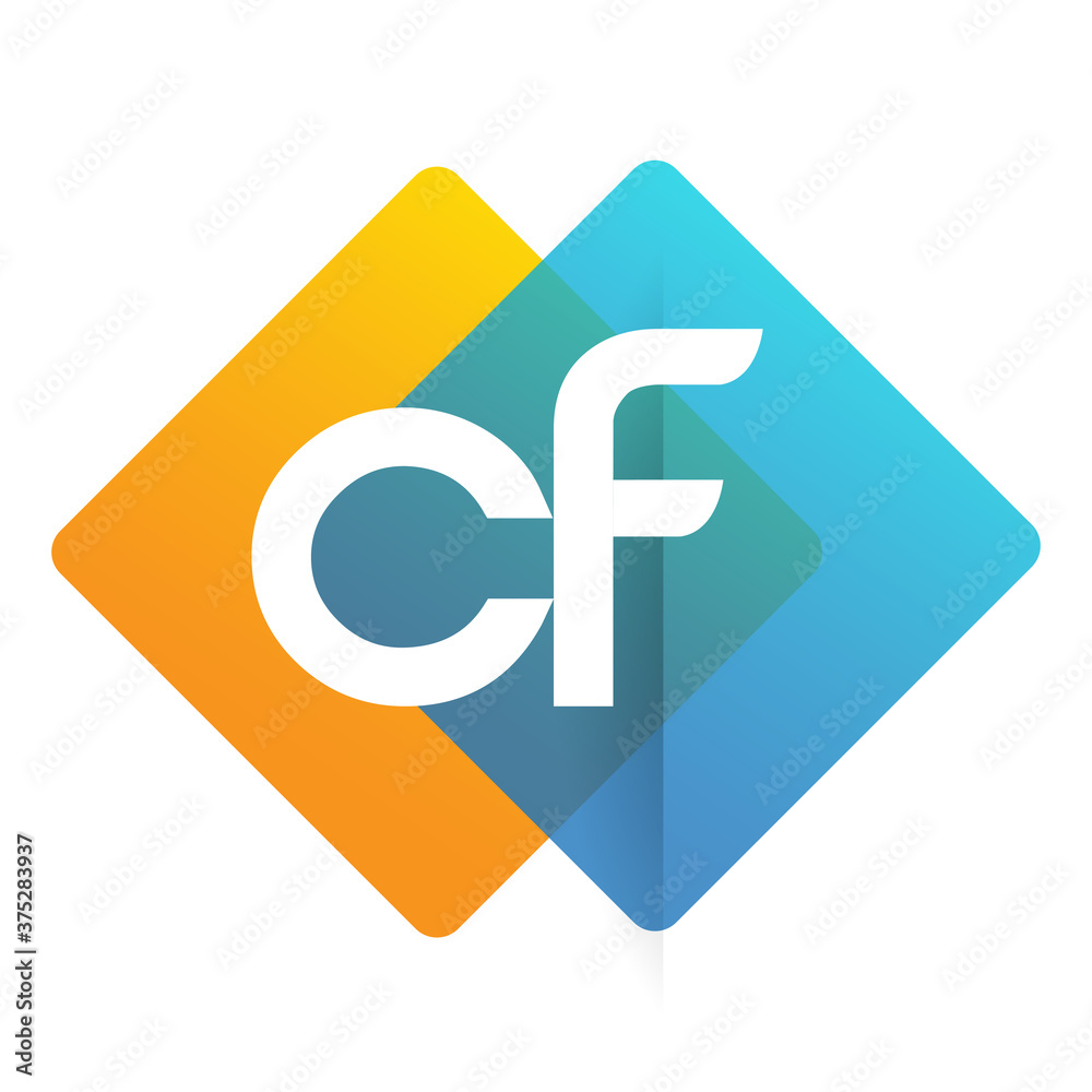 Letter CF logo with colorful geometric shape, letter combination logo ...