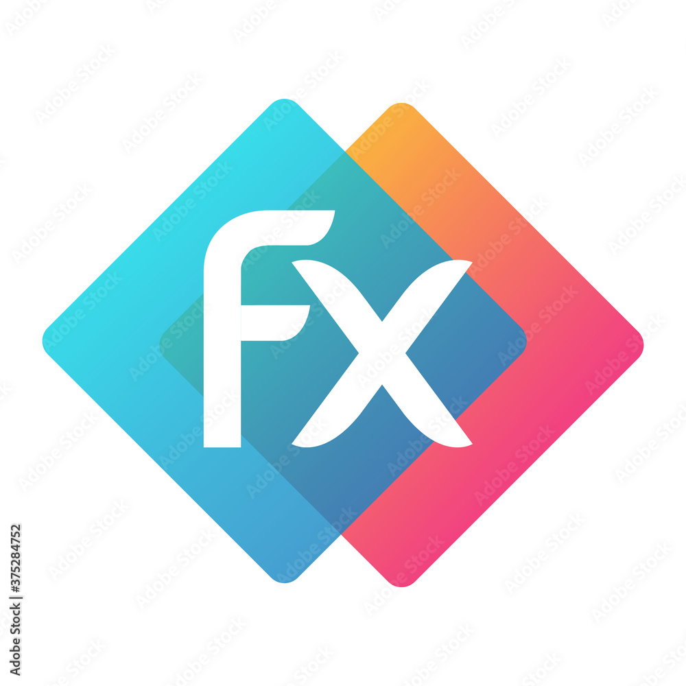 Letter FX logo with colorful geometric shape, letter combination logo ...