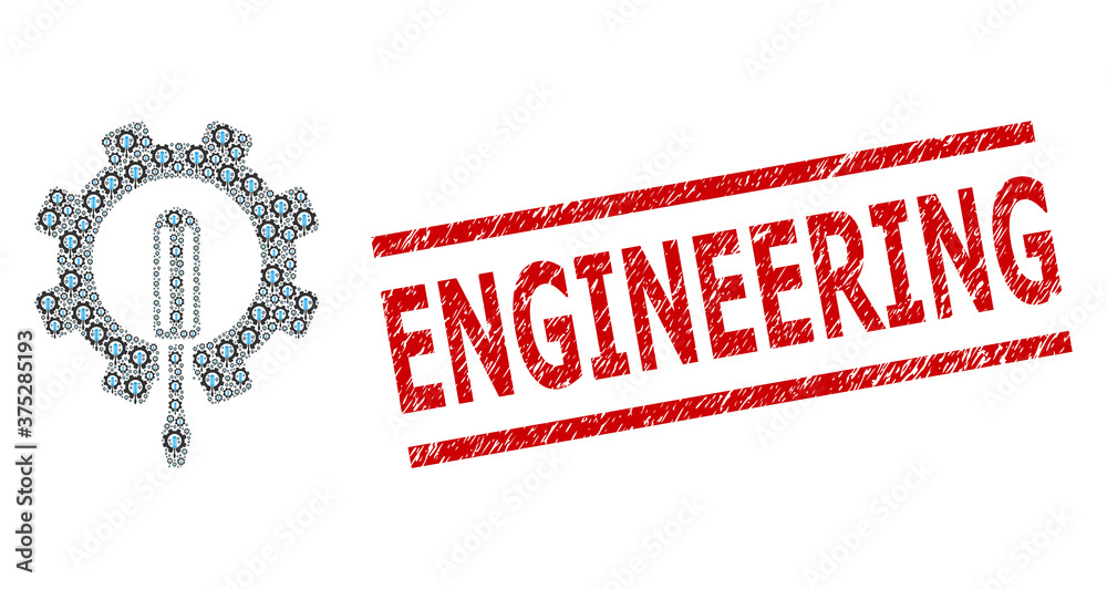 Vektorová grafika „Recursive mosaic engineering and Engineering grunge ...