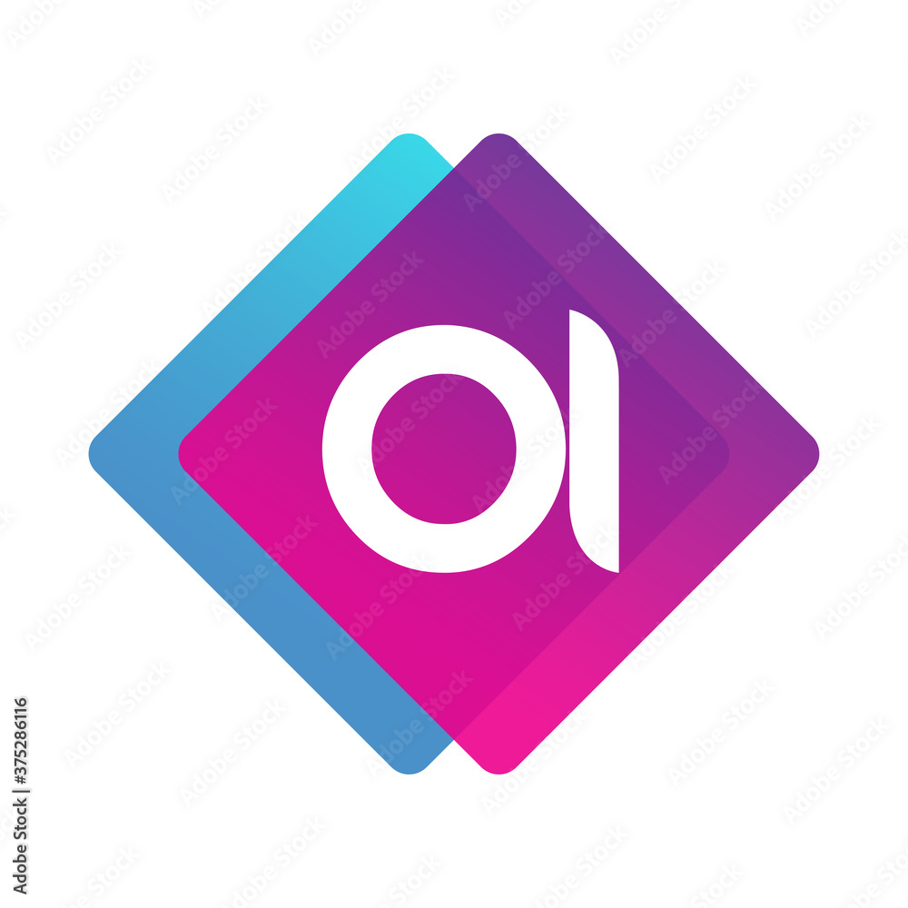 Letter OI logo with colorful geometric shape, letter combination logo ...