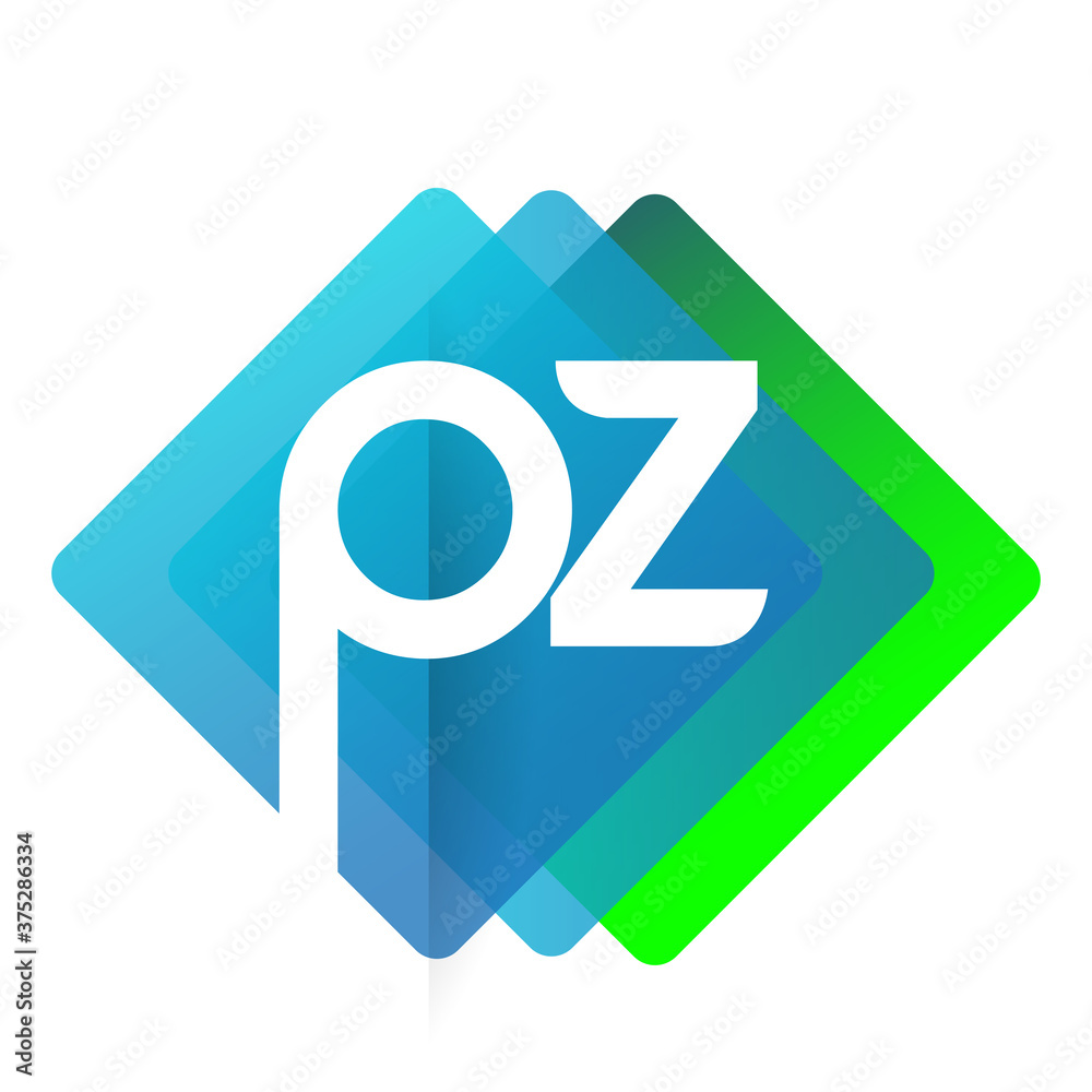 Letter PZ logo with colorful geometric shape, letter combination logo ...