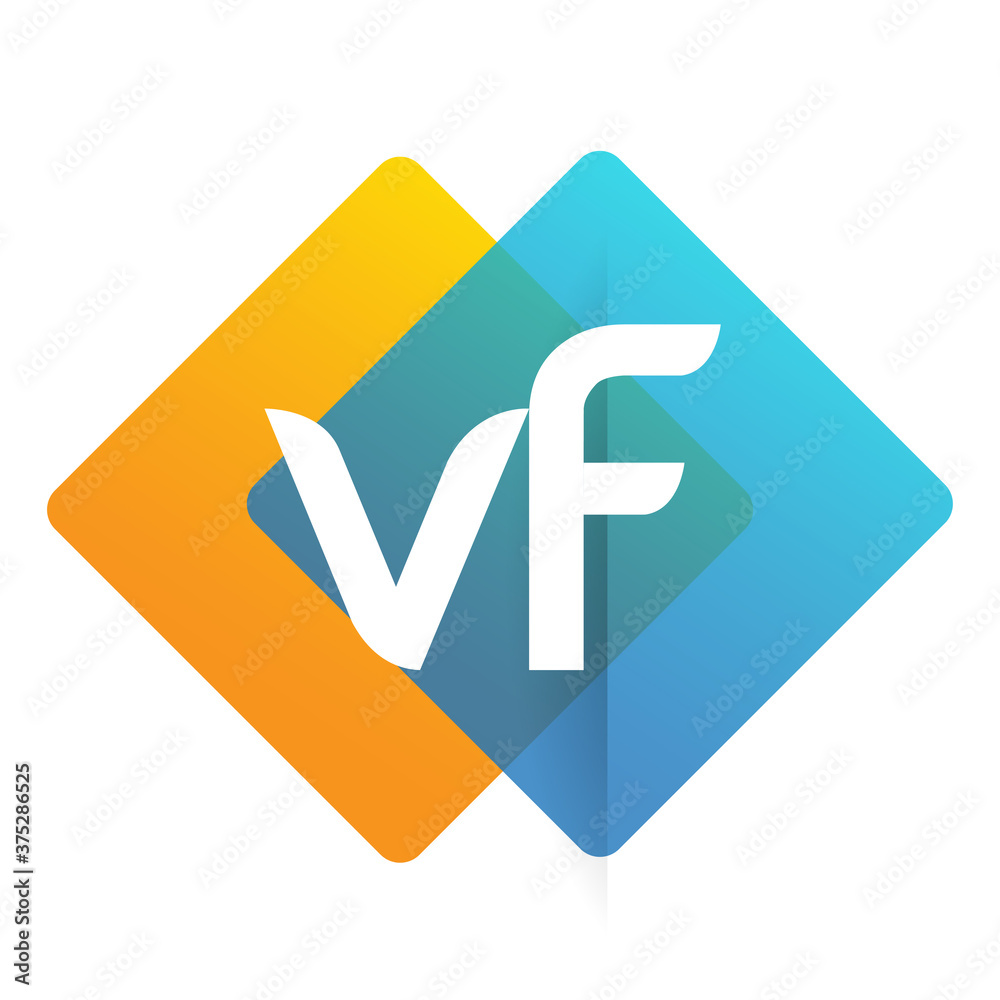 Letter VF logo with colorful geometric shape, letter combination logo ...