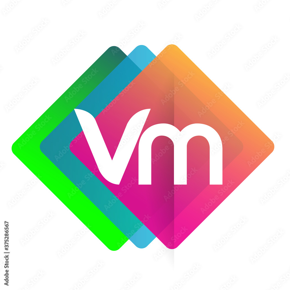 Letter VM logo with colorful geometric shape, letter combination logo ...