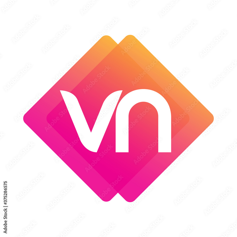 Letter VN logo with colorful geometric shape, letter combination logo ...
