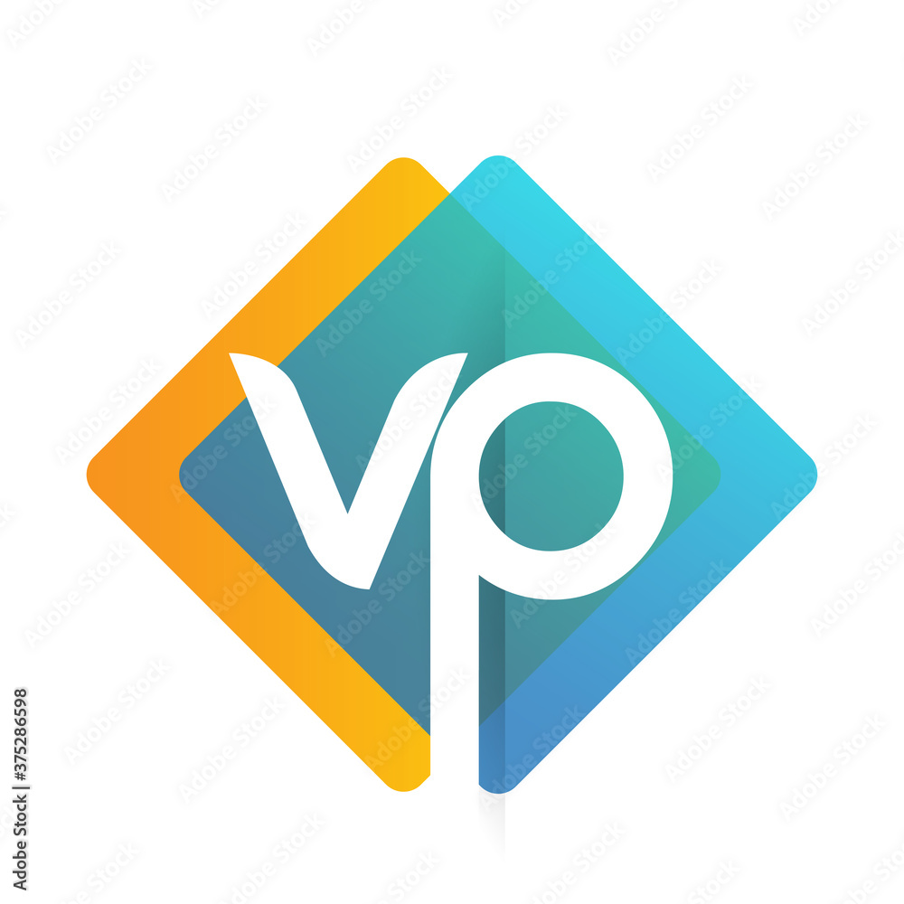 Letter VP logo with colorful geometric shape, letter combination logo ...