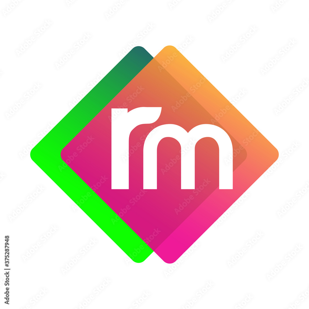 Letter RM logo with colorful geometric shape, letter combination logo ...