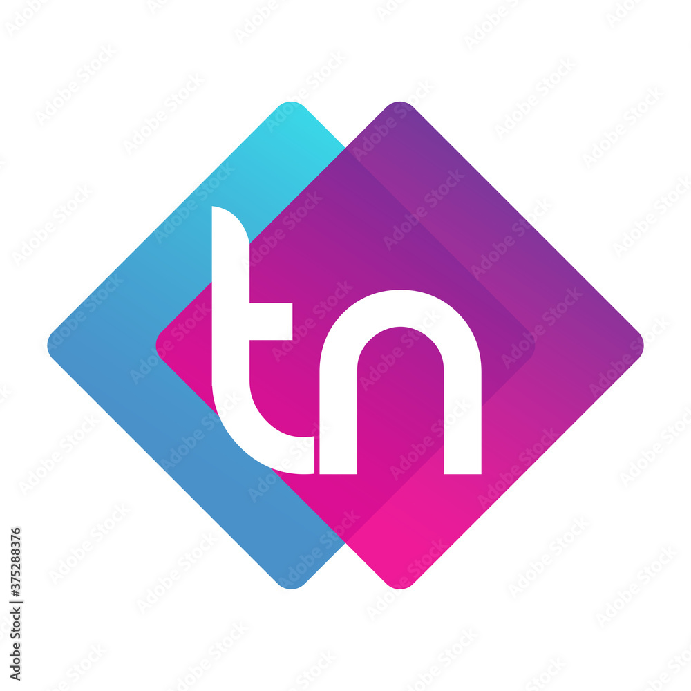 Letter TN logo with colorful geometric shape, letter combination logo ...