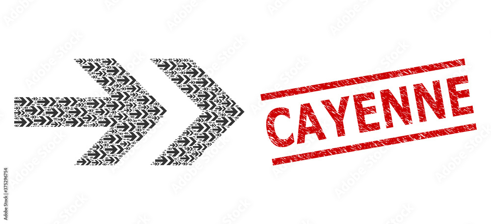 Recursion collage arrow right and Cayenne unclean stamp. Vector collage ... Recursion collage arrow right and Cayenne unclean stamp. Vector collage ...