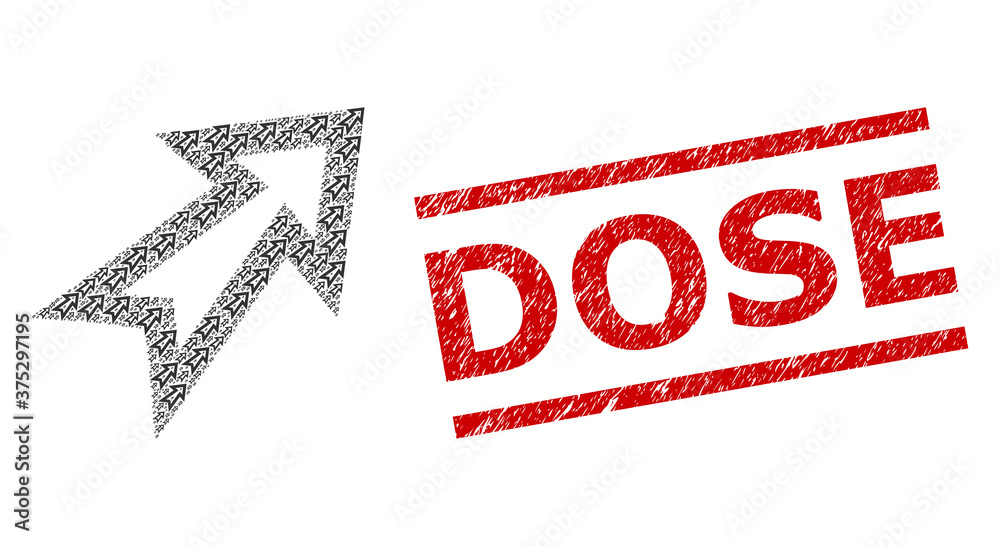 Fractal composition arrow right up and Dose rubber stamp seal. Vector ... Fractal composition arrow right up and Dose rubber stamp seal. Vector ...