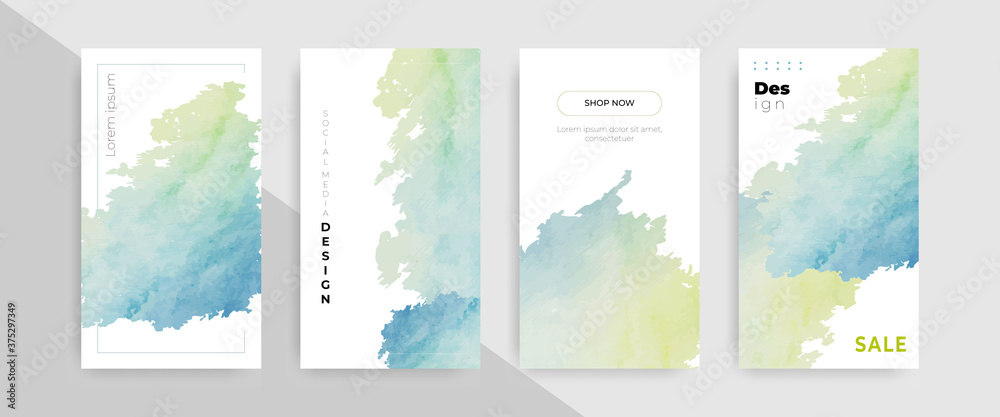 Vector set of social media post template. Vertical social stories ...