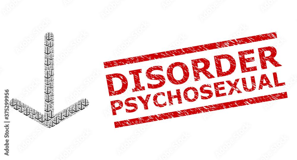 Recursion Collage Arrow Down And Disorder Psychosexual Unclean Stamp