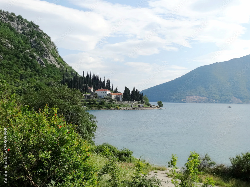 Panoramic view of Kotor bay in Kotor, Montenegro. Kotor is a coastal ...