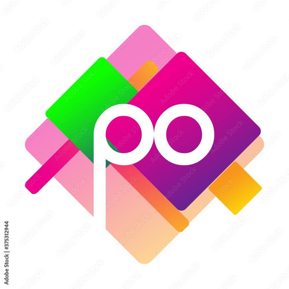Letter PO logo with colorful geometric shape, letter combination logo ...