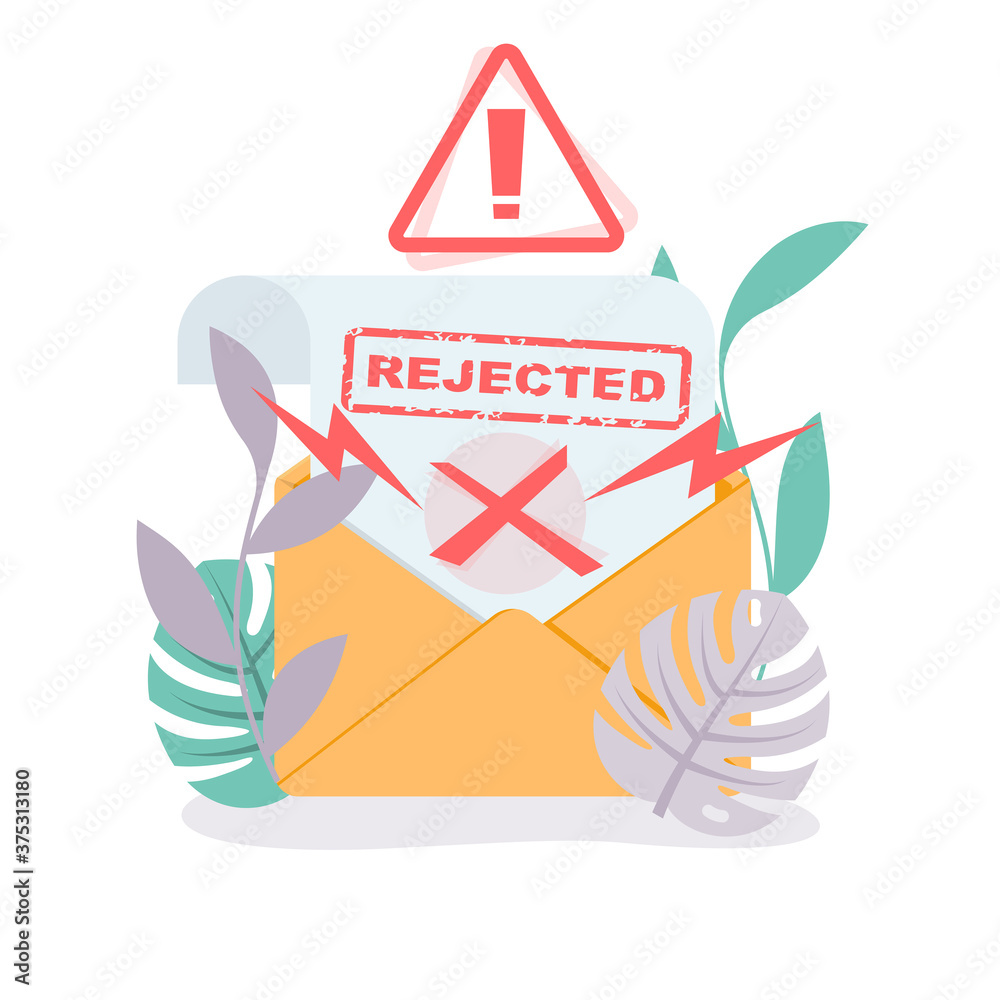 Template landing page, refusal in writing. Rejected icon. Refusal ...