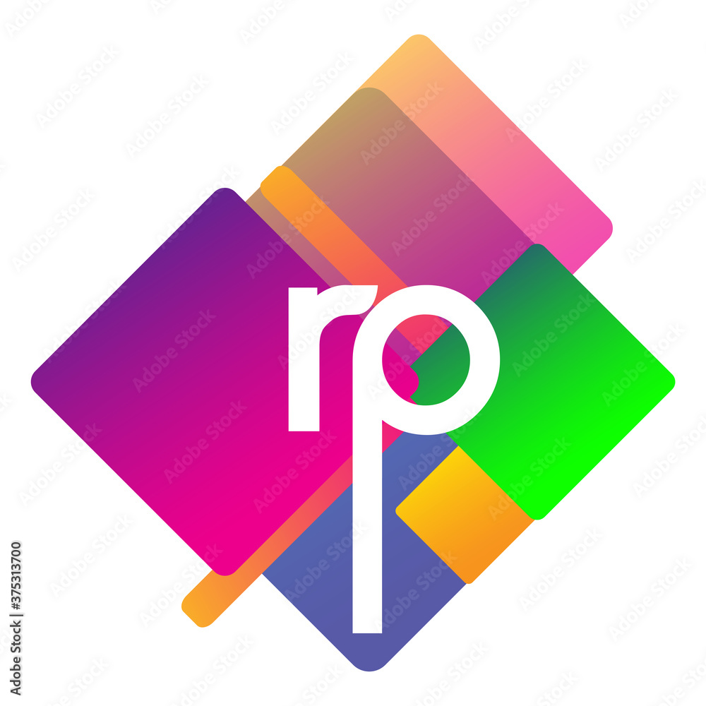 Letter RP logo with colorful geometric shape, letter combination logo ...