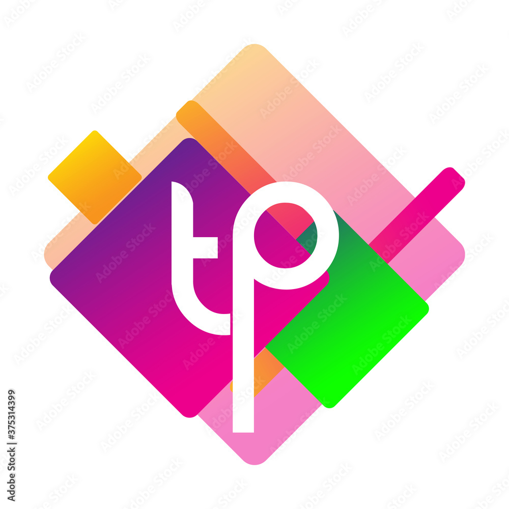 Letter TP logo with colorful geometric shape, letter combination logo ...