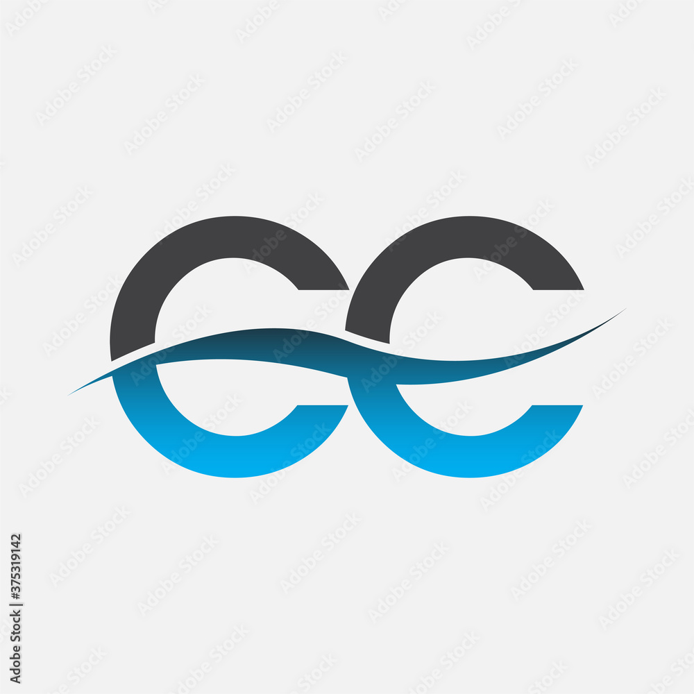 initial letter logo CC company name blue and grey color swoosh design ...