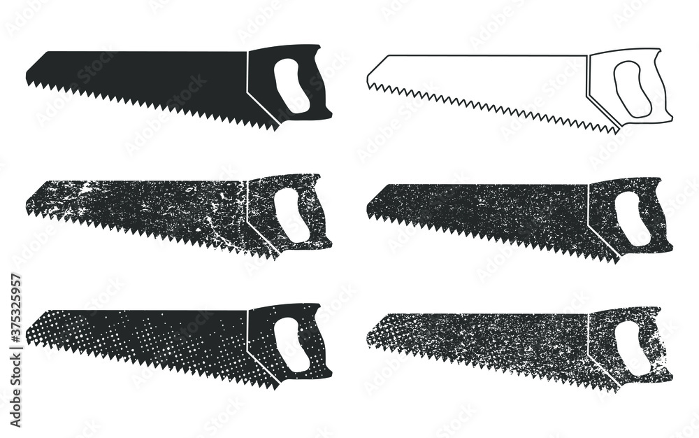 Saw shape silhouette. Carpenter logo symbol sign. Vector illustration ...