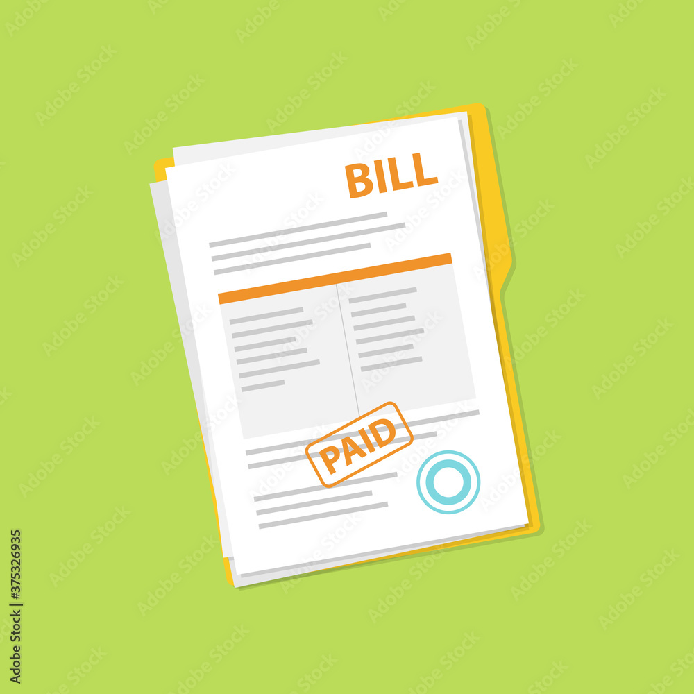 Bill document with folder icon Stock Vector | Adobe Stock
