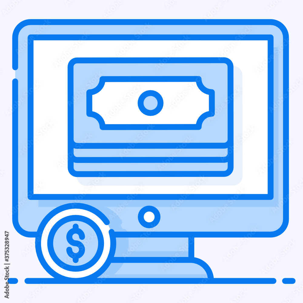 Banknote inside monitor showing concept of make money icon Stock Vector ...